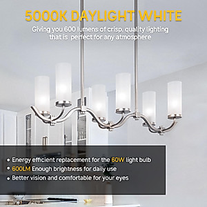 Prosperbiz E12 60W Equivalent LED Light Bulbs, A15 6W Ceiling Fan Light Bulbs Daylight White 5000K, Candelabra Base Globe Shape LED Bulbs, Not Dimmable, 600 Lumen, Pack of 3