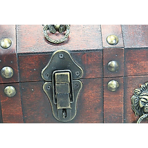 Antique Wooden Pirate Chest with Lion Rings