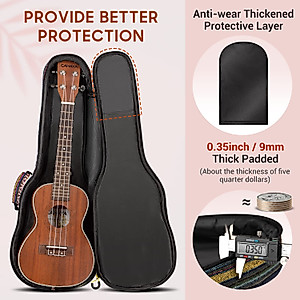 CAHAYA Ukulele Bag Soprano Ukulele Case 21 Inch Soft 0.35 Inch Thick Padded with Adjustable Straps