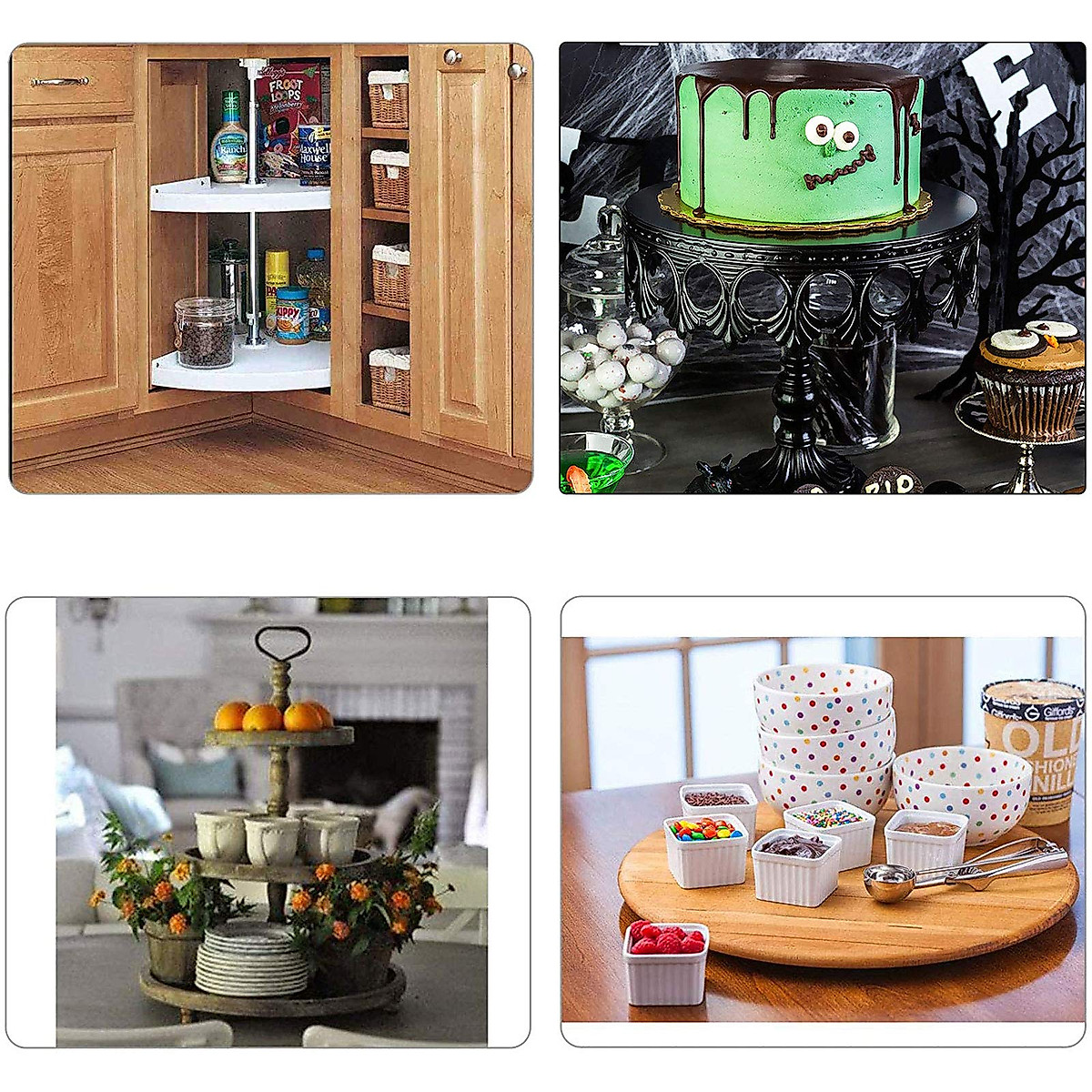 FengWu 8 Pack 6 inch Lazy Susan Hardware 5/16" Thick Square Rotating Bearing Plate with 220lbs Capacity, Zinc Plated Steel Swivel Plate for Kitchen Storage Rack, Cake, DIY Project