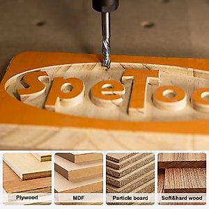 SpeTool Compression Spiral Router Bits UP&Down Cut End Mill 3/8 inch Cutting Diameter with 1/2 inch Shank for CNC Router Woodwork Carving Engraver