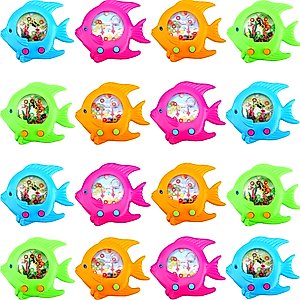 Cotiny 16 Pieces Fish Ring Toss Games Handheld Water Fish Colorful Arcade Retro Pocket Toys for Kids Retro Game Party Favors Game Prizes Travel Pastime