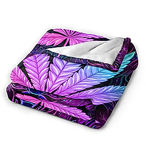 Colourful Weeds Leaves Blanket Throw Blanket Lightweight Microfiber Blankets for Bed Couch Sofa Blanket Quilt 50"X40"