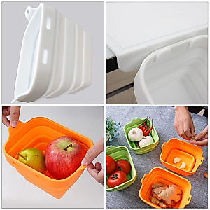Coolnice Collapsible Silicone Cutting Board Portable Slip Resistant Cutting Mat with 2 foldable bowls for Home Kitchen Picnic Camping-White