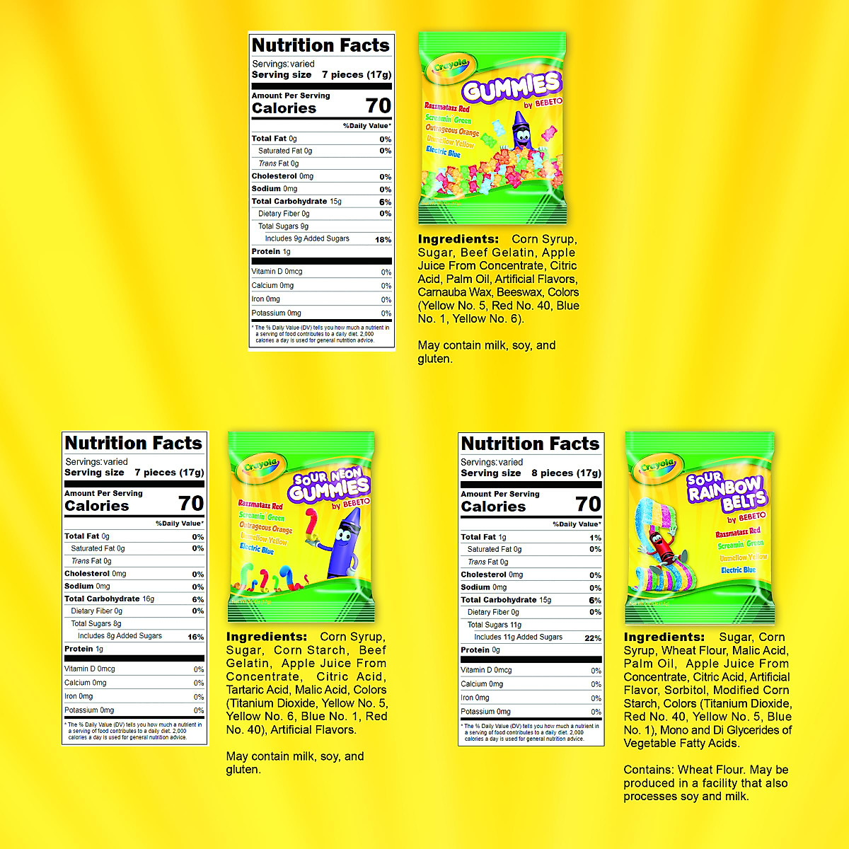 Crayola Assorted Gummy Variety Pack, Back to School & Halloween Treat - Candies with Real Fruit Juice - Sweet & Sour Candy Mix - Individually Wrapped 22 Bags (13.2 oz) by Kervan