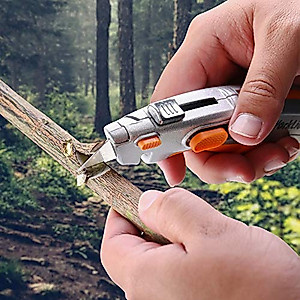 WORKLION Heavy-Duty Utility Knife Retractable: Zinc Alloy Body & Rubber Grip Handle & Retractable 3 Position & Blades Storage Design & Extra 5 Blades Refills - Safe Box Cutter
