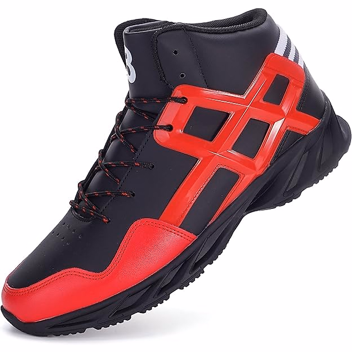 Joomra Mens Fashion Sneakers Male Walking Winter Ankle Boots Jogging Size 13 Travel Teens Mid High Top Sport Athletic Tennis Shoes Zapatos para Hombres Red 47