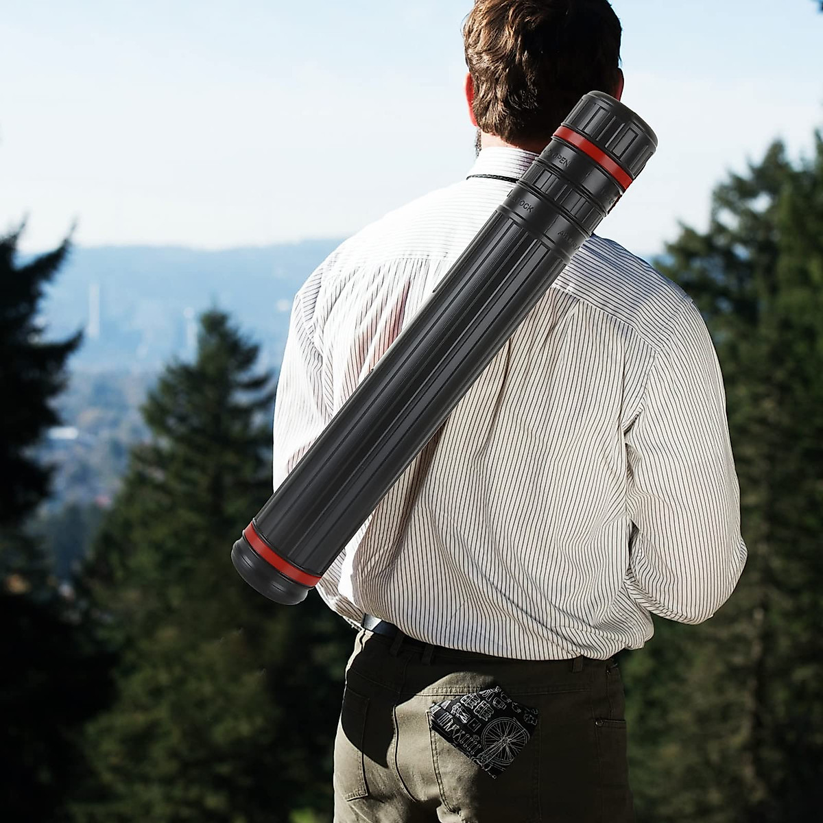 3 Pack Extendable Poster Tubes, Telescoping Art Tube, Water-Resistant Storage Tube for Documents Blueprints Artwork - Hard Plastic Black, 18 Inches to 27.5 inches with 2.75 Inch Opening