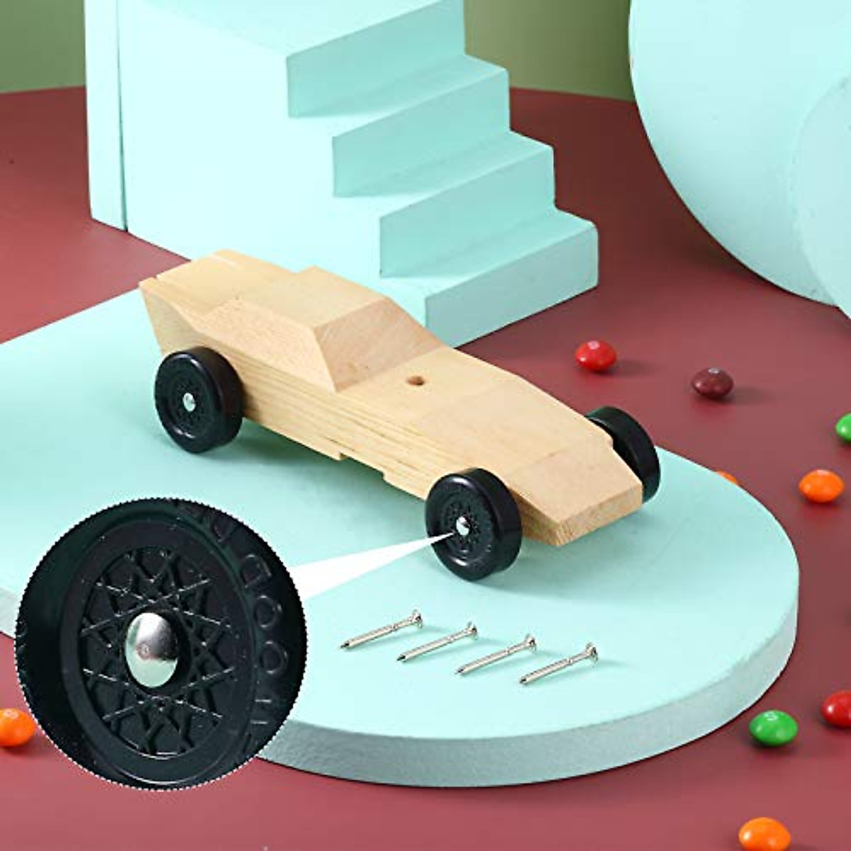 8 Pieces Polished Axles with Angled Head to Minimize Friction Compatible with Derby Cars, Speed Axles