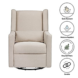 Babyletto Kiwi Electronic Power Recliner and Swivel Glider with USB Port in Performance Beach Eco-Weave, Water Repellent & Stain Resistant, Greenguard Gold and CertiPUR-US Certified
