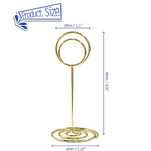 Waziaqoc 10Pcs Table Number Holders, Mini Round Place Card Holder, 3.35 Inch/85mm Short Table Number Stands for Wedding Party Graduation (Gold)