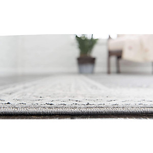 Unique Loom Williamsburg Collection Traditional Border with Dotted Center Area Rug, 5' 3" x 8' Rectangle, Gray/Black