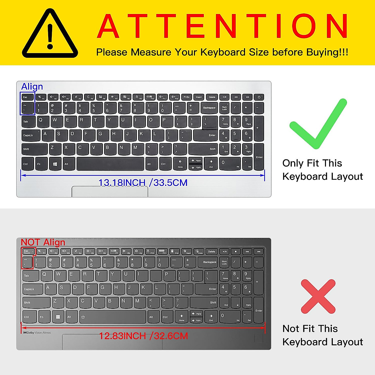 Keyboard Cover for Lenovo IdeaPad 3 15 15.6 17.3, Lenovo Yoga C740 C940 15.6 / Yoga 9 9i 15.6 / ideaPad L340 S340 320 330 330s 340s V330 520 720s 130 S145 15.6 / ideaPad 320 330 17.3 inch -Black