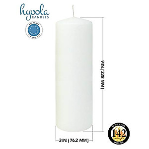 Hyoola White Pillar Candles 3x9 Inch - Unscented Pillar Candles - 4-Pack - European Made