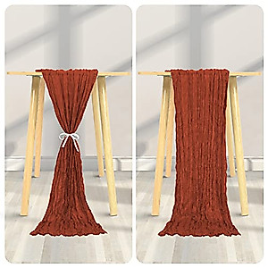 24 Pack Cheesecloth Table Runner 20 x 120 inch Cheese Cloth Table Runner Bulk,Romantic Boho Sheer Gauze Fabric Table Runners for Wedding Reception,Party,Bridal Shower Table Decor(Terracotta)