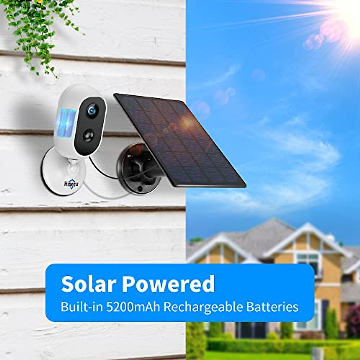 Hiseeu Security Camera Wireless, 2K Home Camera Outdoor & Indoor, Battery Powered Surveillance Camera, PIR Motion Detection, Two-Way Audio, Night Vision