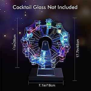 YTCYKJ LED Neon Champagne Wine Acrylic Cup Holder, Ferris Wheel Shape, Rechargeable Cocktail Shelve, Colorful Light,Liquor Bottle Display Rack for Party Club, KTV, Bar,Birthday, Wedding, Anniversary