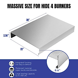 Stainless Steel Stove Top Cover: Noodle Board | Range Burner Cover | Metal Cooktop Cover for Gas Electric Stove - 30"x 22"x2.5"