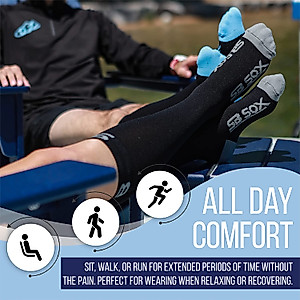 SB SOX Compression Socks (20-30mmHg) for Men & Women – Best Compression Socks for All Day Wear, Better Blood Flow, Swelling! (Large, Purple/White)