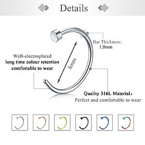 Zolure 18g 20g 22g Nose Rings Nose Studs Surgical Stainless Steel Screw L Shaped Pin Bone Nose Nostrial Piercing Jewerly for Women Men