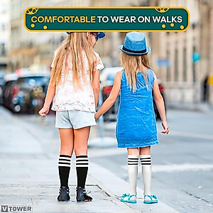 V TOWER 6 Pairs Soccer Socks for Girls Knee High Socks White Soccer Socks Youth Long Socks for Boys Black Socks for Boys 8-10 Years