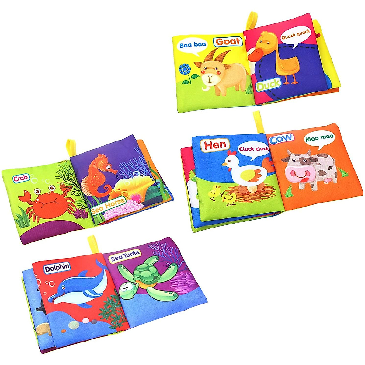 Coolplay Baby's First Non-Toxic Soft Cloth Book Set, Crinkle Books Friction with Rustling Sound - Pack of 8