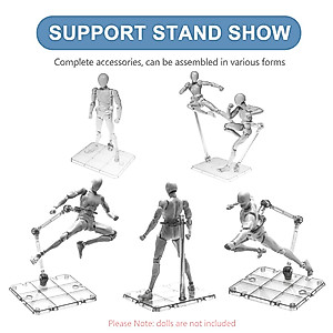 XISTEST Action Figure Stand, 8 PCS Assembly Action Figure Display Holder Base Doll Model Support Stand Compatible with HG RG SD SHF Gundam 1/144 Toy with Screwdriver Transparent