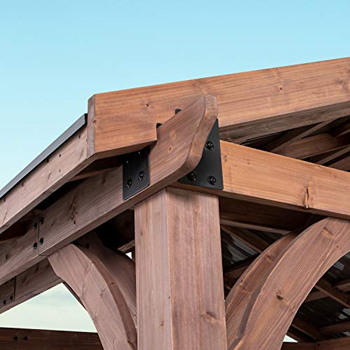 Backyard Discovery Arlington 12x10 All Cedar Gazebo, Walnut, Insulated Steel Roof, Water Resistant, Wind Resistant up to 100 MPH, Withstand 6,391 lbs of Snow