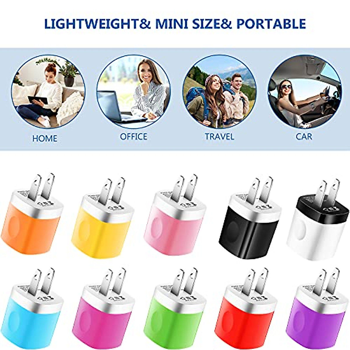 12 Pieces One Port USB Wall Charger USB Charger Adapter Quick Charger Cube 5V 1A USB Charger Wall Plug Charging Block Replacement for Most Smartphones and Tablets, Multiple Colors