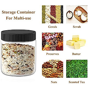 MANSHU 6 Pack 8 Oz Clear Empty Slime Storage Containers, Slime Jars with Lids for little arts and crafts and household supplies, Black Lid