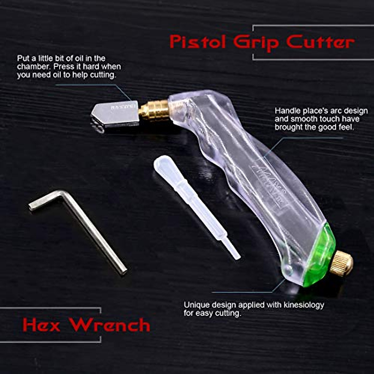 Hilitchi 5Pcs Wheeled Glass Tile Nipper Running Plier Breaking Grozer Plier Pistol Grip Glass Cutter with Bonus Hex Wrench Heavy Duty Stained Glass Tools Mosaic Tools Assortment Kit for Stained Glass