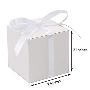 COTOPHER 100pcs Small Gift Boxes, Favor Boxes 2x2x2 inches Paper Gift Boxes with Ribbons Candy Box for Wedding Favors Baby Shower Bridal Shower Birthday Party (White)