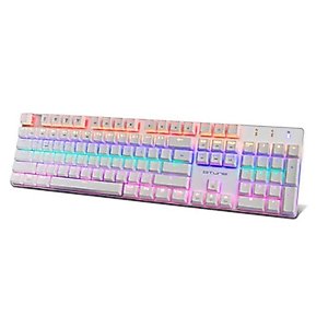 HANSUNG COM Gtune GK360 Quick SWAP Switch Mechanical Custom Gaming Keyboard Rainbow LED NKEY-Rollover (English/Korean Layout) Blue Switch Click (White)