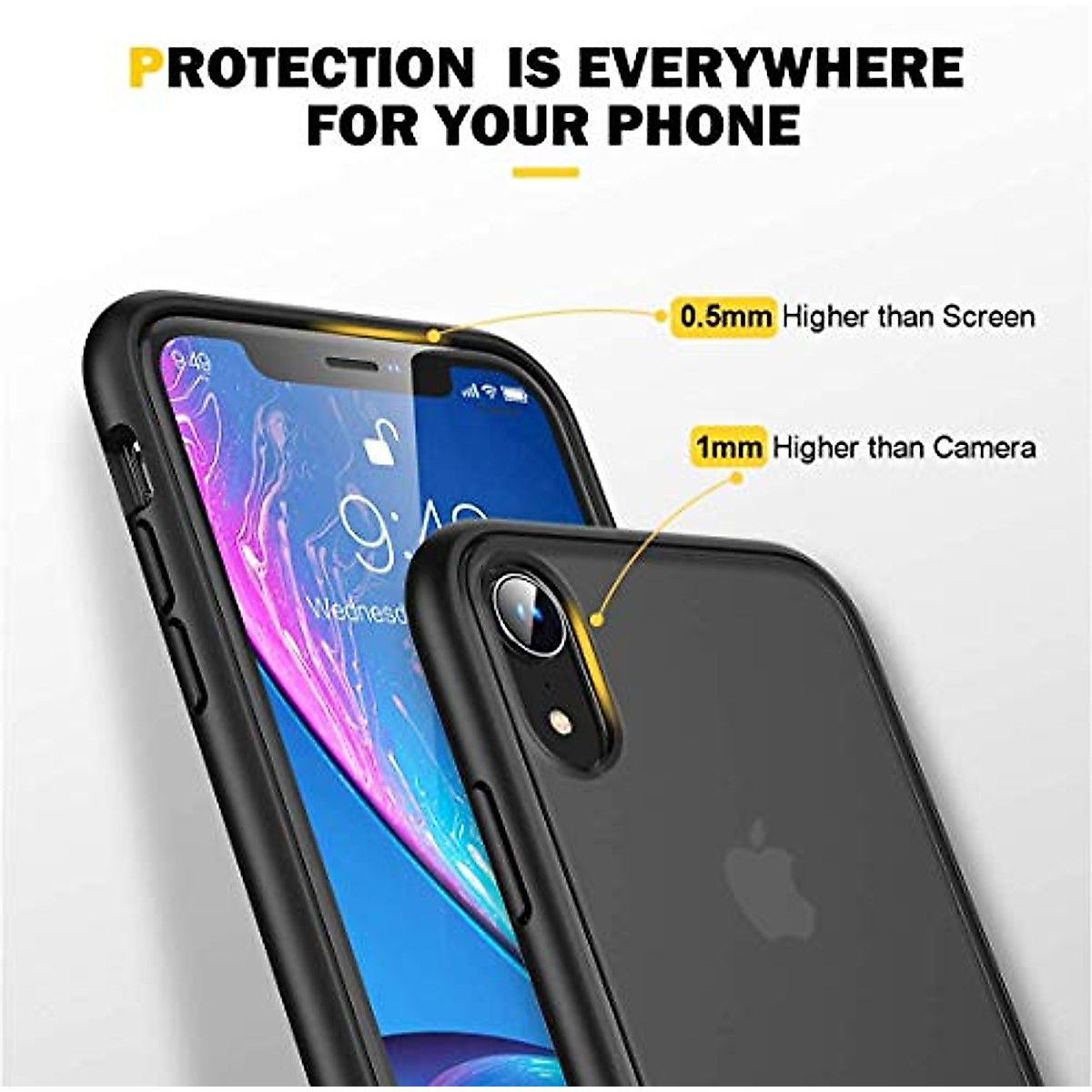Humixx Shockproof Series iPhone XR Case Cover 2020 [Military Grade Drop Tested] [Upgraded Nano Material] Translucent Matte Case with Soft TPU Bumper, Protective Case for Apple iPhone XR - 6.1 inch