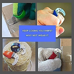 Razor's Edge Safety Knife - Utility Ring Knife for Finger with Sharp, Straight Blade - Ring Size 10 - Pointed Tip - 3-Pack - By Handy Twine Knife