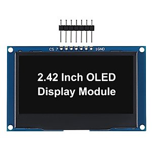 DWEII 2.4" 2.42 inch 128x64 OLED LCD Display Module SSD1309 7 Pin SPI/IIC I2C Serial Interface for Arduino UNO R3 DIY Electronic - White Light
