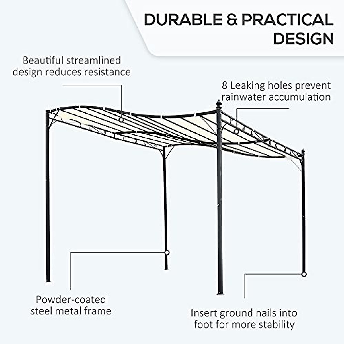 Outsunny 10' x 10' Steel Outdoor Pergola Gazebo Patio Canopy with Durable & Spacious Weather-Resistant Design, White