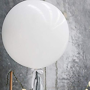 5 Big Balloons - 36 Inch Round Balloons - Extra Large & Thick Balloons Reusable Giant Latex Balloons for Wedding/Birthday Party Decorations, Photo Shoot and Festivals Christmas Decorations White