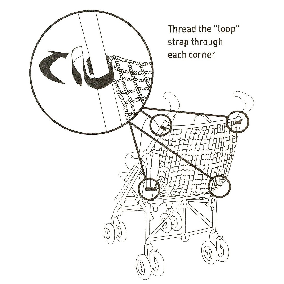 Dreambaby Strollerbuddy Stroller Net Bag - Pushchair & Pram Mesh Net Storage Bag Organizer -Black - Model F235