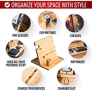 wood phone docking station accessories for mens gift for husband Wooden phone stand and phone station mens nightstand organizer for men charging station organizer mens docking station for men