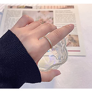 MYNENEY 14K Gold/Silver Plated Wedding Band Cubic Zirconia Eternity Stackable Engagement Ring For Women (2MM Diamonds Gold, 4)