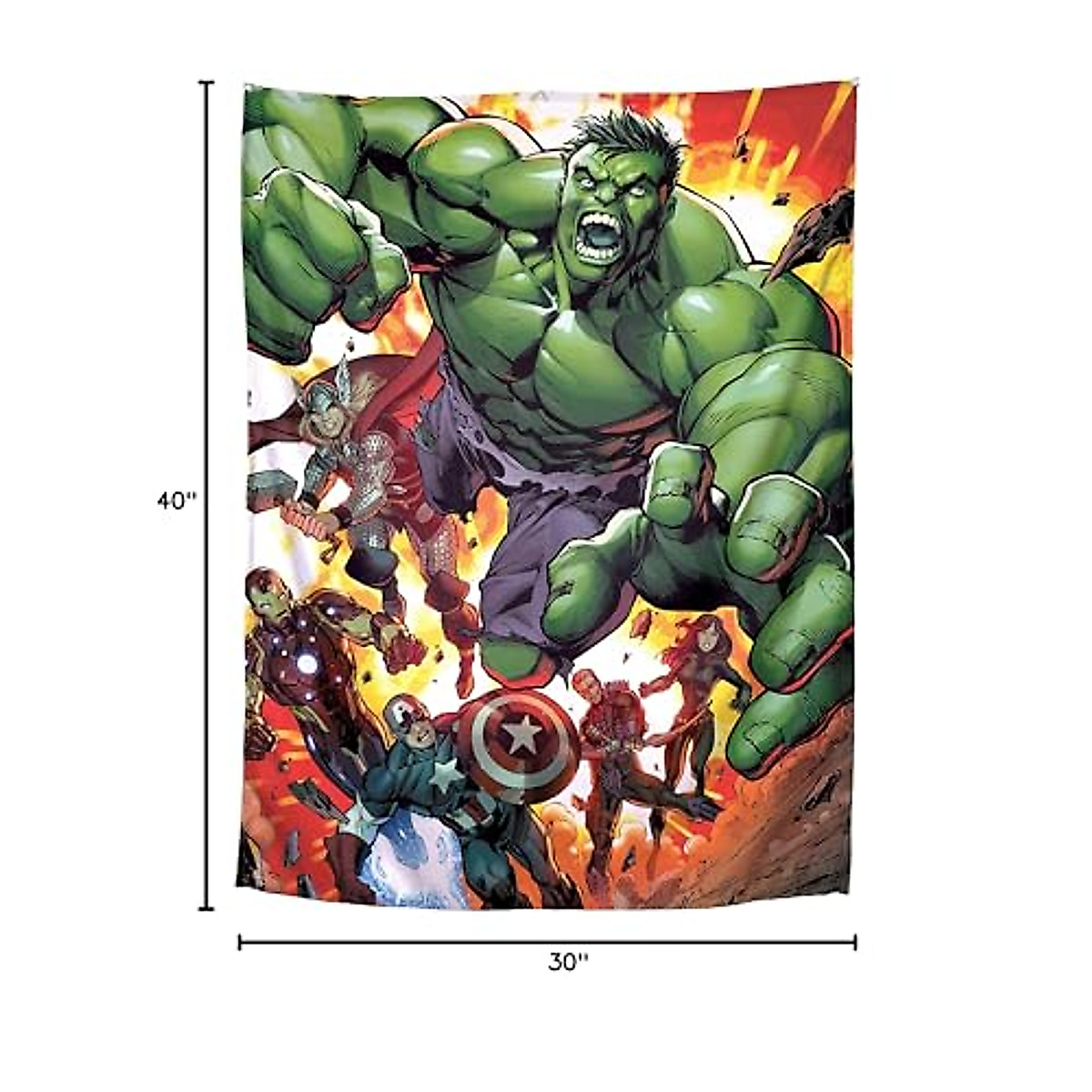 Jay Franco Marvel Avengers Hulk Smash Tapestry – 30 x 40 Inch Wall Hanging – Kids Room Décor (Official Marvel Product)