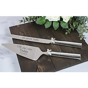 Kate Spade Bridal Grace Ave Personalized Wedding Cake Knife and Server Set, Custom Engraved Wedding Cake Cutting Set, Gifts and Accessories for Bride and Groom