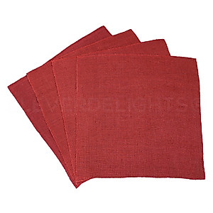 CleverDelights 20 Inch Red Burlap Squares - 4 Pack - Jute Burlap Fabric - Finished Edges - 20" x 20"