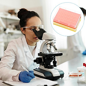 PATIKIL 96 Wells PCR Tube Rack for 0.2ml Test Strips Tubes, 2 Pcs Waterproof Tubes Filling Tray Centrifuge Tube Holder, Yellow, Orange