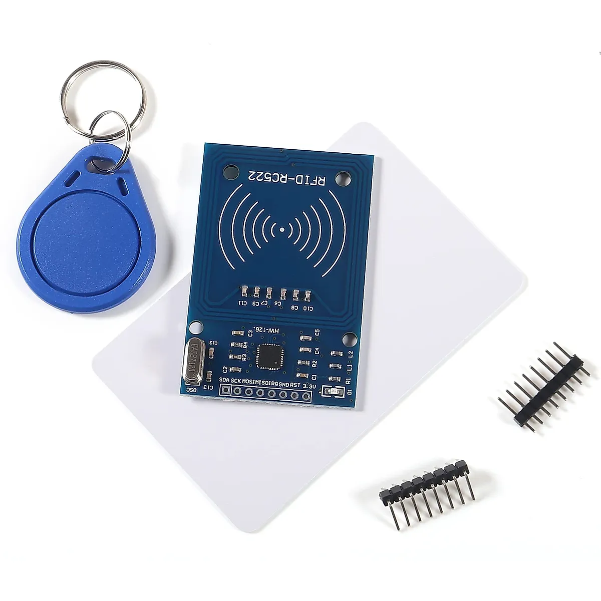 AITIAO 4Pcs RFID Kit Mifare RC522 RF IC Card Sensor Module MFRC-522 RFID Reader Module + S50 White Card + Key Ring for Raspberry Pi