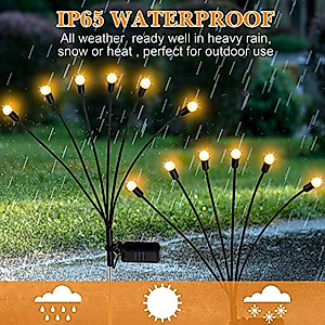 6 Pack 36 LED Solar Firefly Swaying Lights Outdoor Solar Powered Firefly Pathway Lights Waterproof Landscape Pathway Lights Swaying Decorative Warm Lights with Stake for Yard Patio Decor