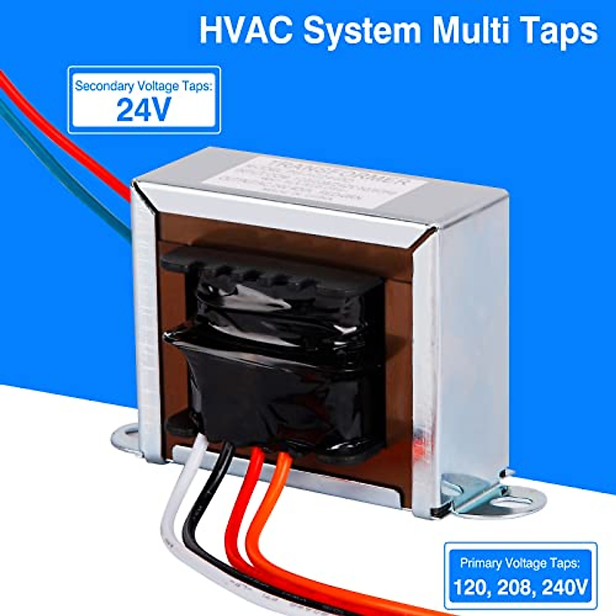 24V 40VA Control Transformer， Primary 120, 208, 240V Secondary 24V Isolation Transformers，24V Transformer with Foot Mount for HVAC Furnace Multi Tap