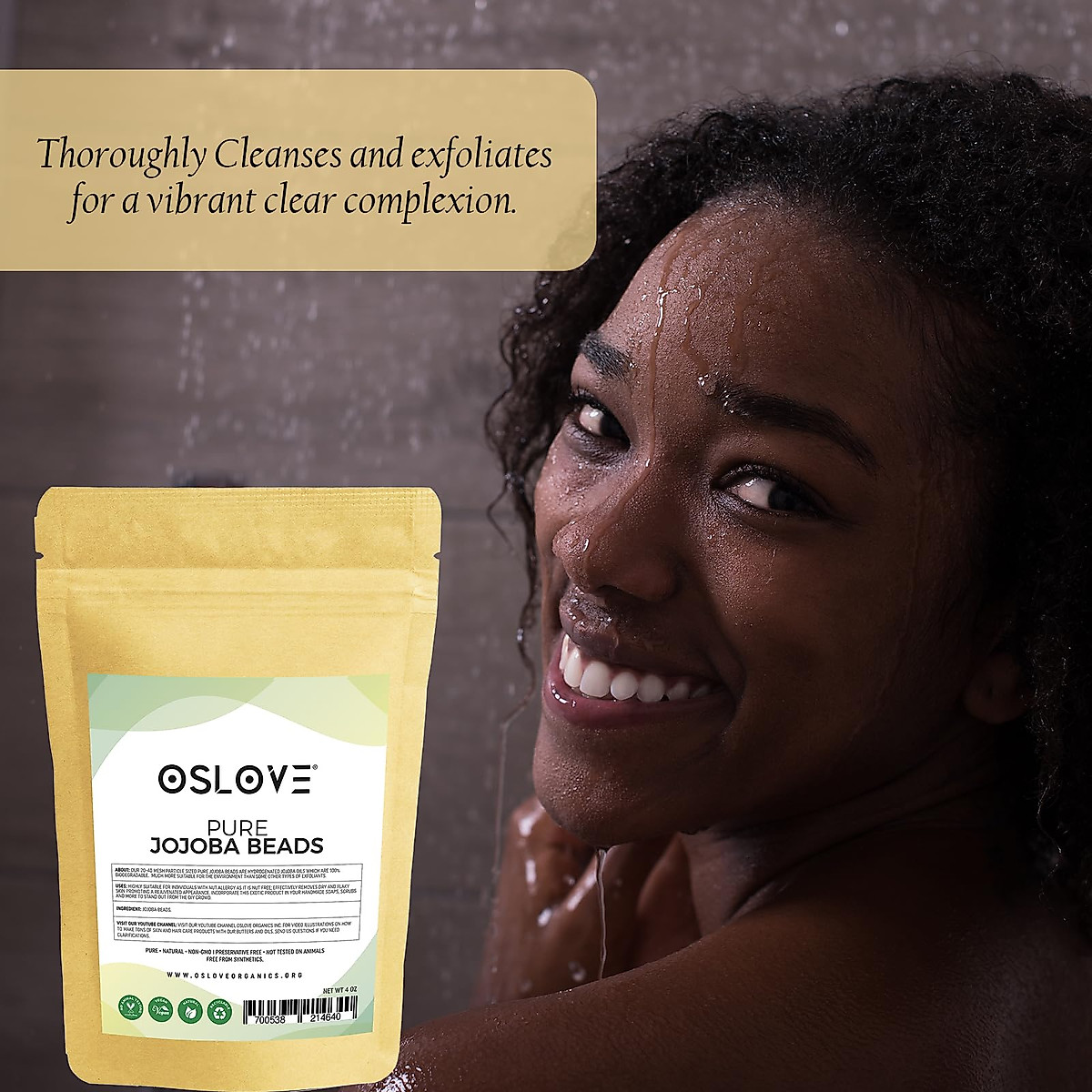 Oslove Organics Pure Jojoba Beads- 20/40 Mesh Size | Cleanses and Exfoliates Skin | Use in Soaps, Cleansers & Scrubs- 4oz