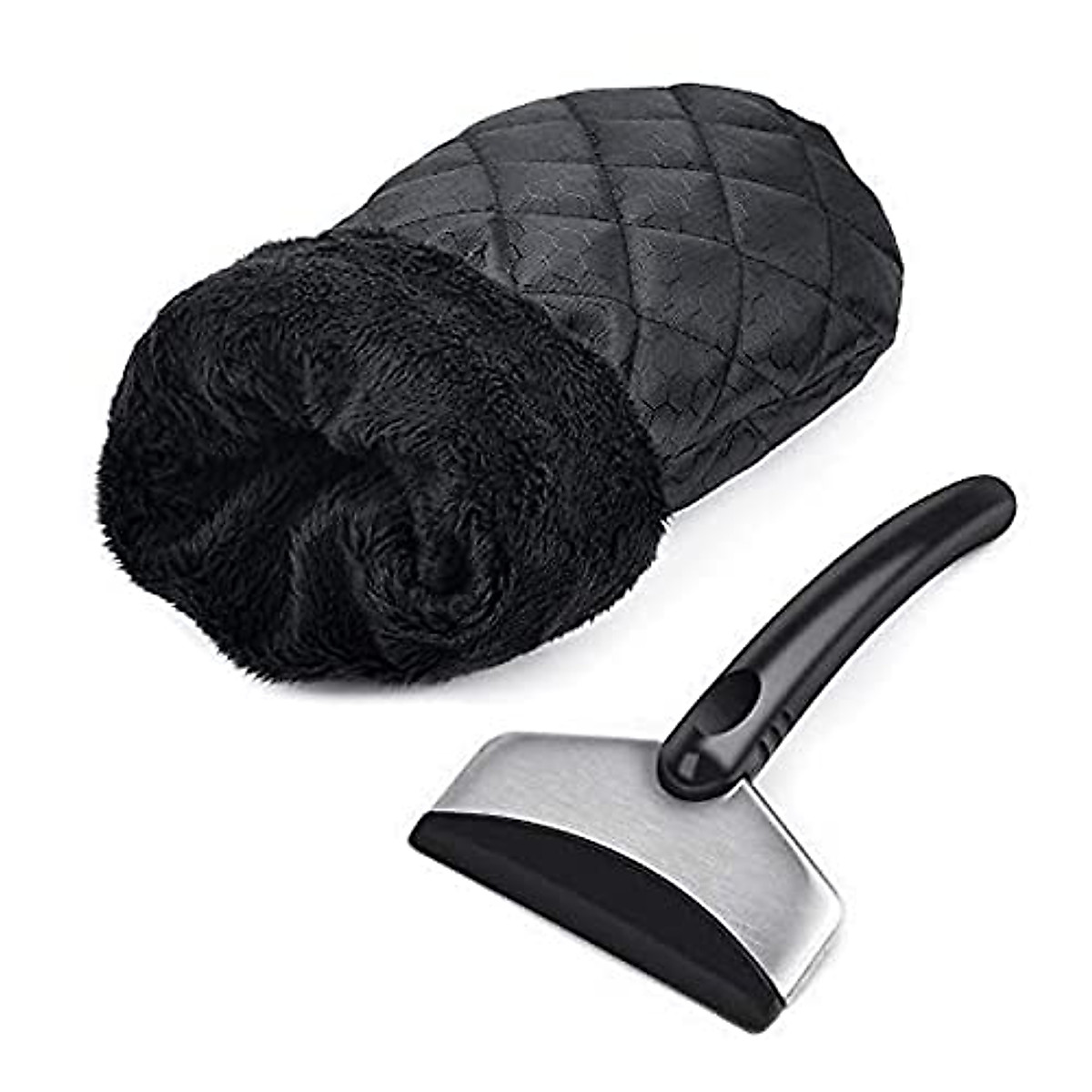 LATTCURE Ice Scraper with Glove, Glove Snow Scraper Windshield Scraper Mitt Car Scraper Mitt, Snow Scrapers for Cars with Waterproof Glove Lined of Thick Fleece Snow Removal Supplies